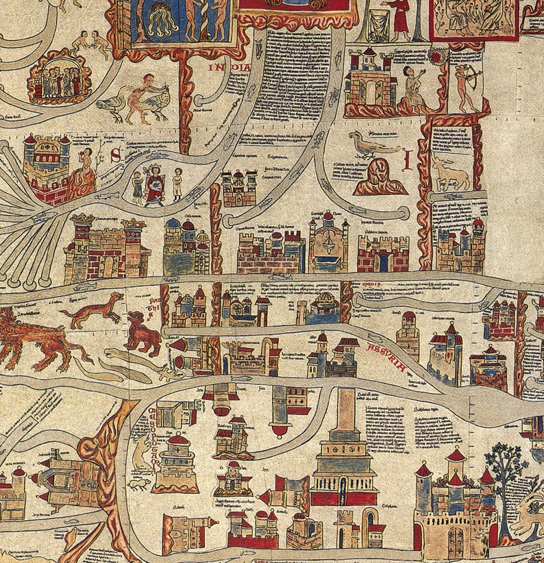 Ebstorf Map Mappa Mundi Medieval European Map of the World by Gervase ...