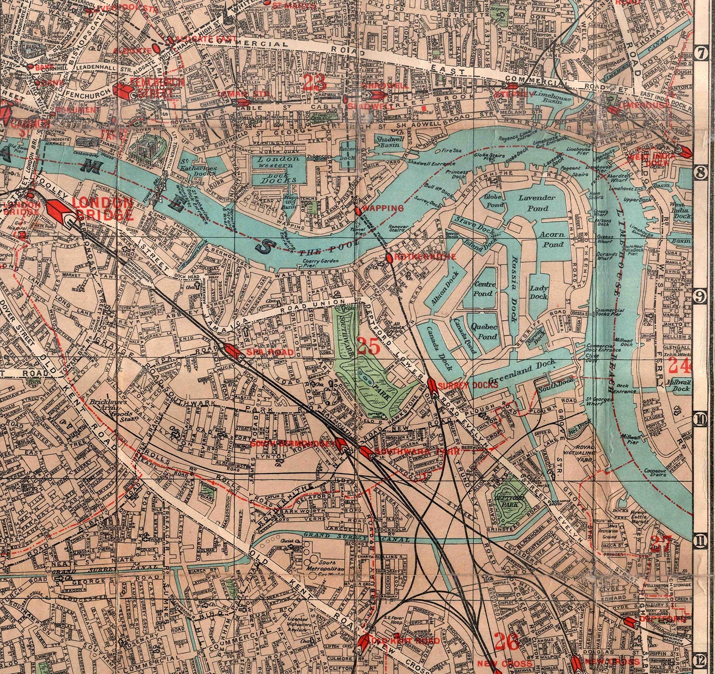 Historic London Map England U.K. 1919. Restoration Hardware | Etsy