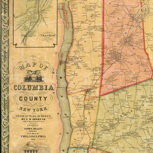 Map of Columbia County, New York, NY, 1851 Restoration Hardware Home ...
