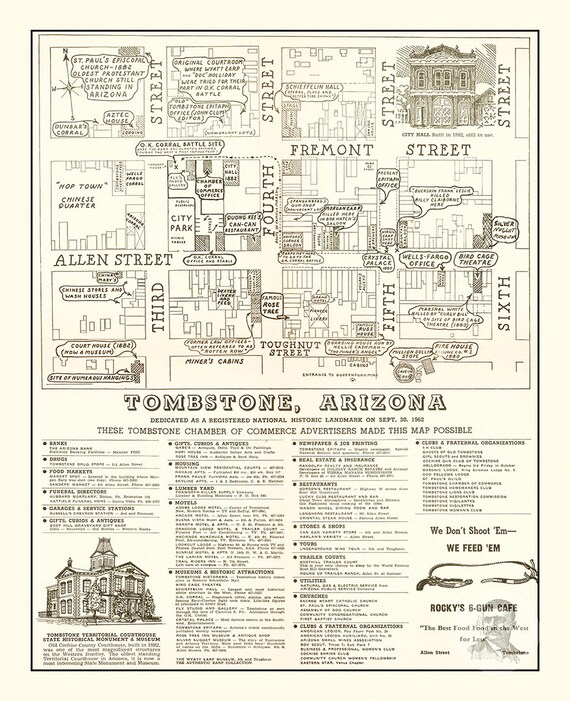 Tombstone Map Points Of Interest Map Of Tombstone Arizona Shootout OK