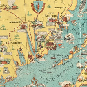 Map of Mount Hope Bridge, Bristol, Rhode Island R.I. Vintage ...