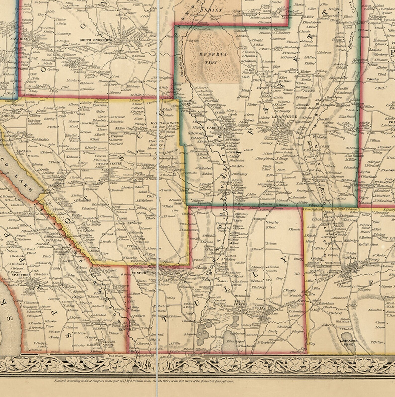 Map of Onondaga County New York NY. 1852. Vintage | Etsy