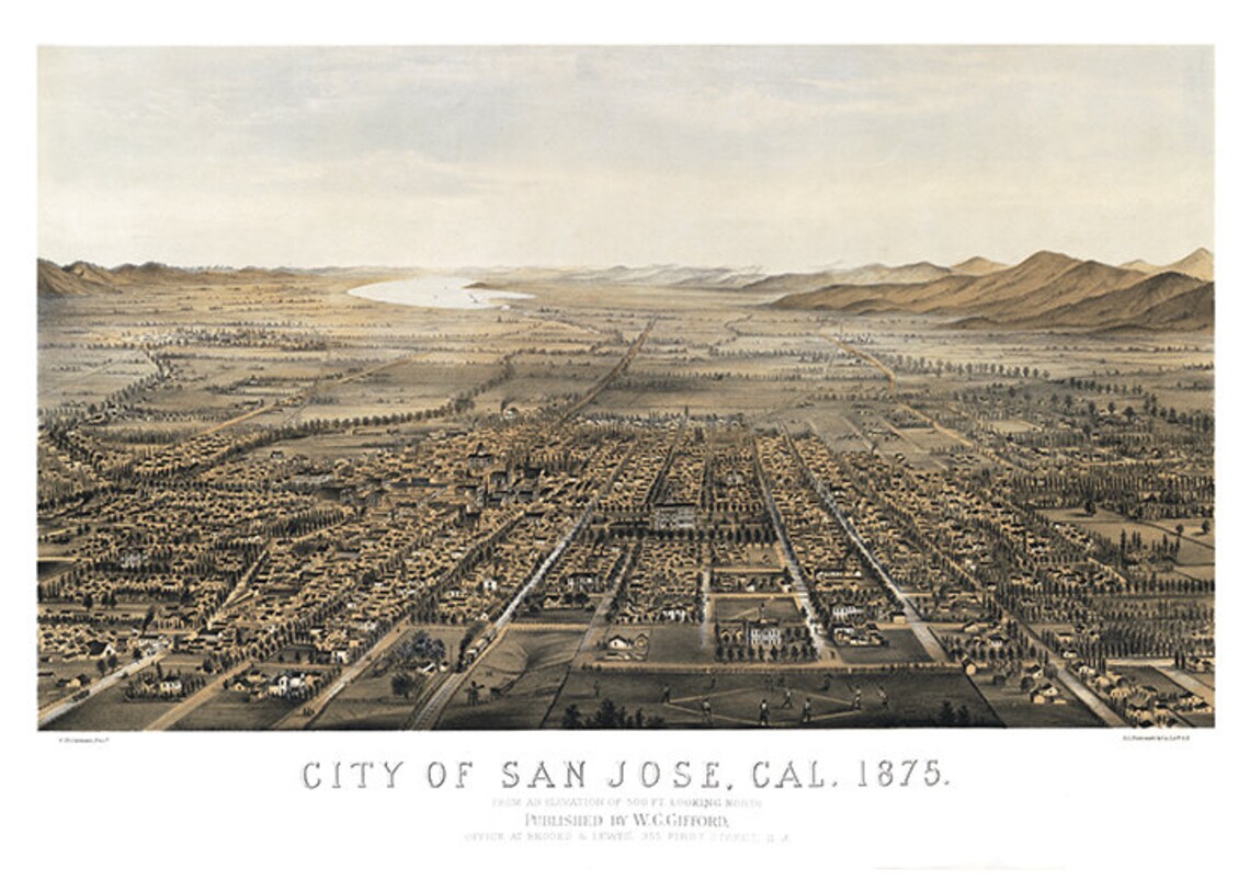 Map of San Jose Santa Clara Co. California CA From - Etsy