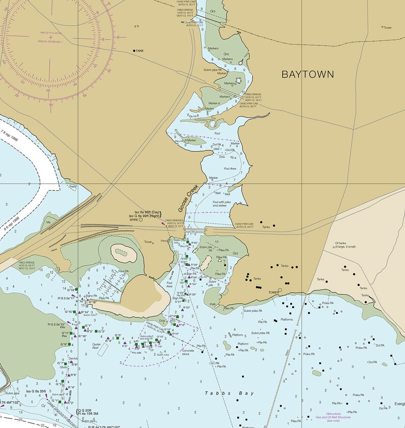 Nautical Charts of Houston Ship Channel Atkinson Island to - Etsy