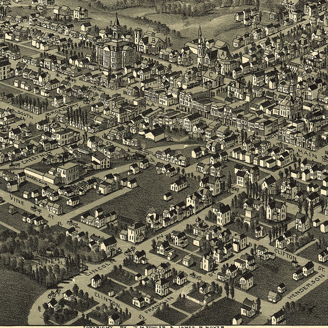 Map of Barnesville, Ohio, Belmont County, Ohio OH, 1899. Restoration ...