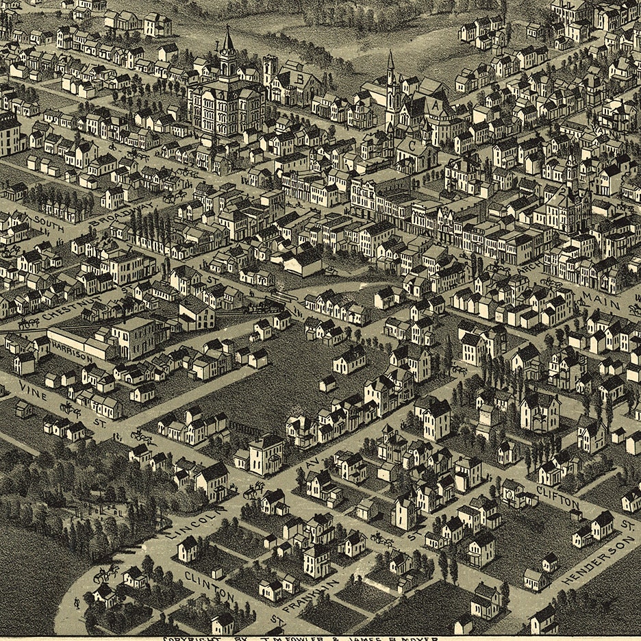 Map of Barnesville, Ohio, Belmont County, Ohio OH, 1899. Restoration ...