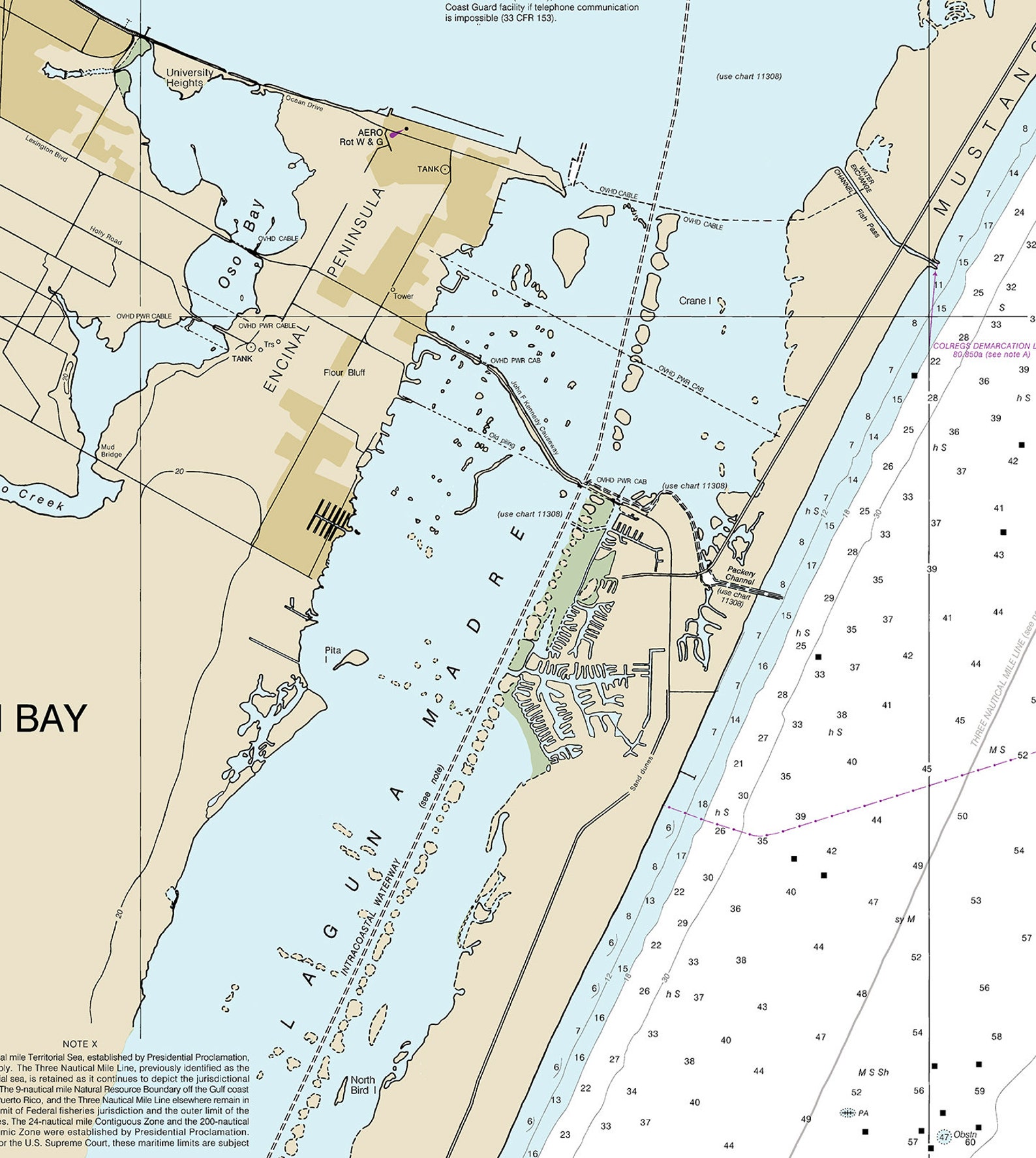 Nautical Charts of Aransas Pass to Baffin Bay Texas Gulf - Etsy