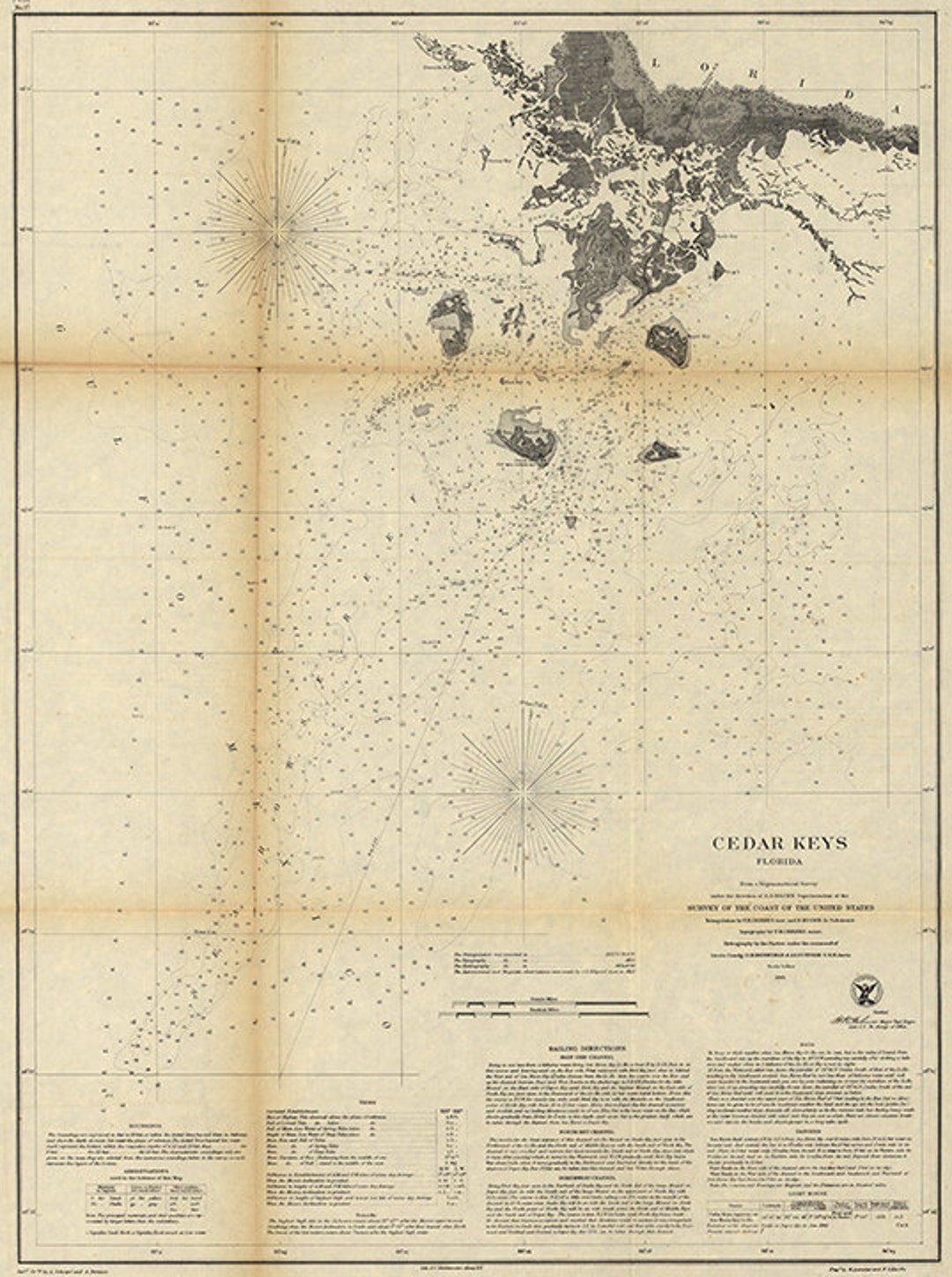 Nautical Charts of Cedar Keys, Florida, Florida, FL 1861. USCS ...