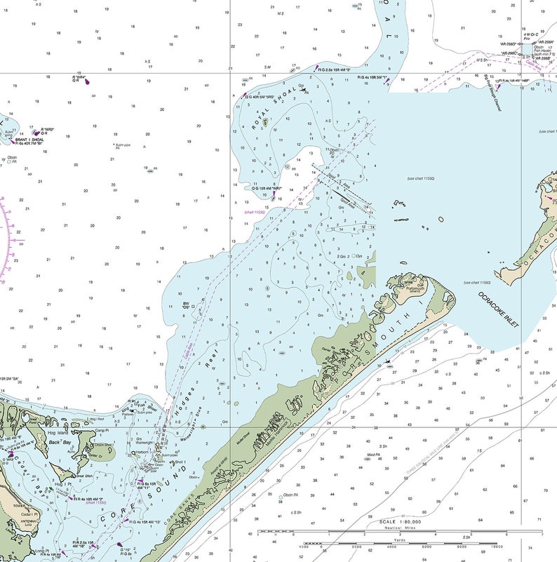 Nautical Chart of Pamlico Sound Western North Carolina. NOAA | Etsy