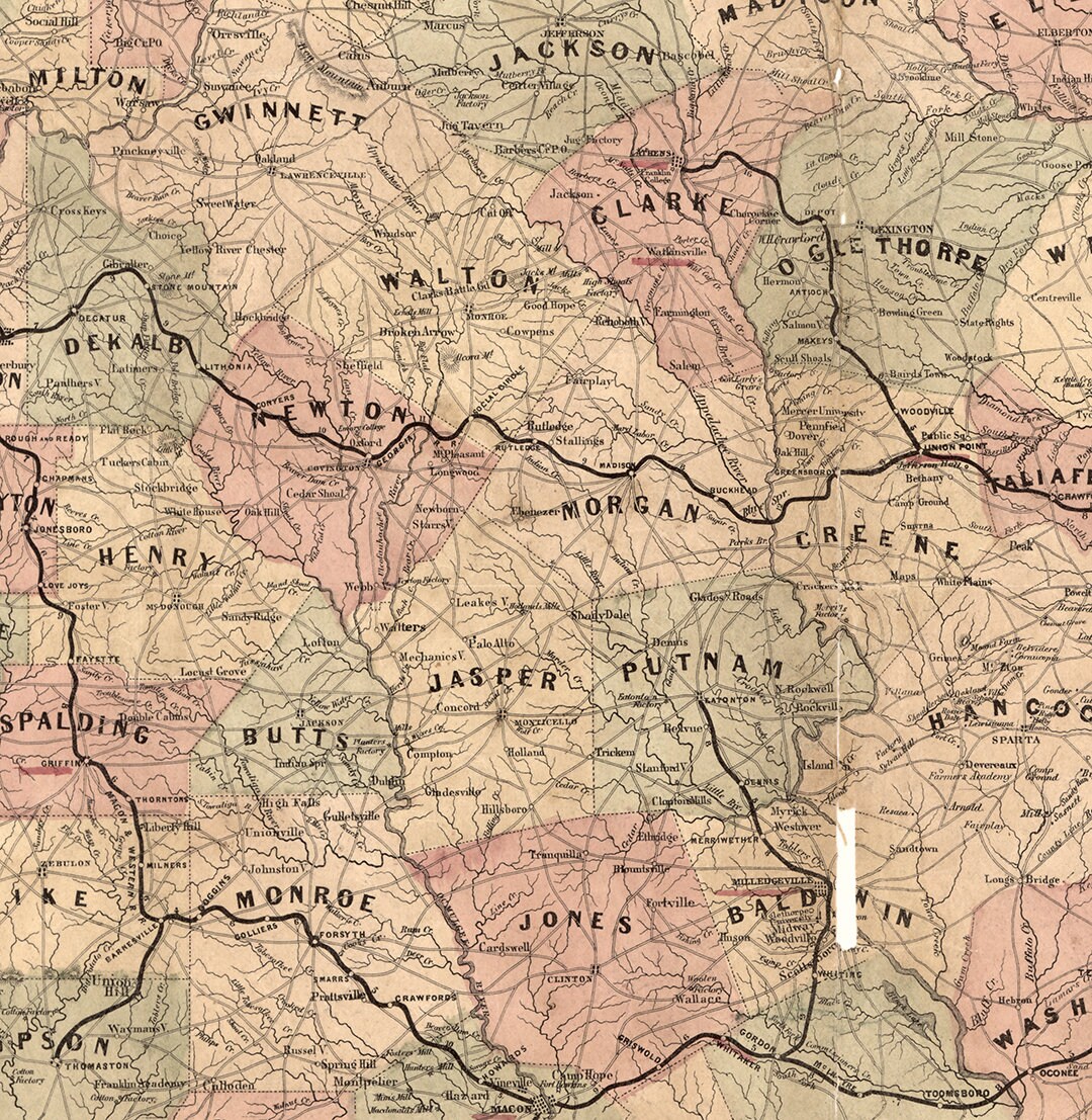 Map of State of Georgia. 1864 Vintage Restoration Hardware | Etsy