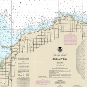 Nautical Charts of Saginaw Bay, Port Austin and Caseville Harbor ...