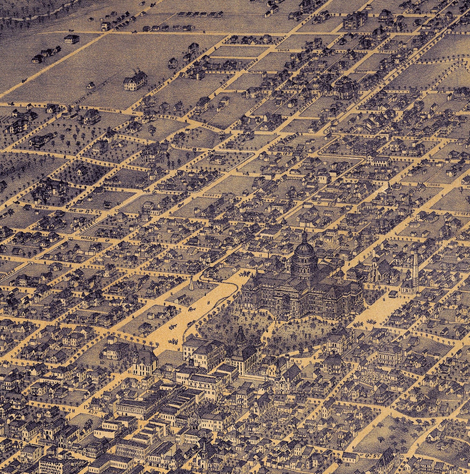 Map of Austin, Texas ... 1887. Vintage Restoration Hardware Home Deco ...