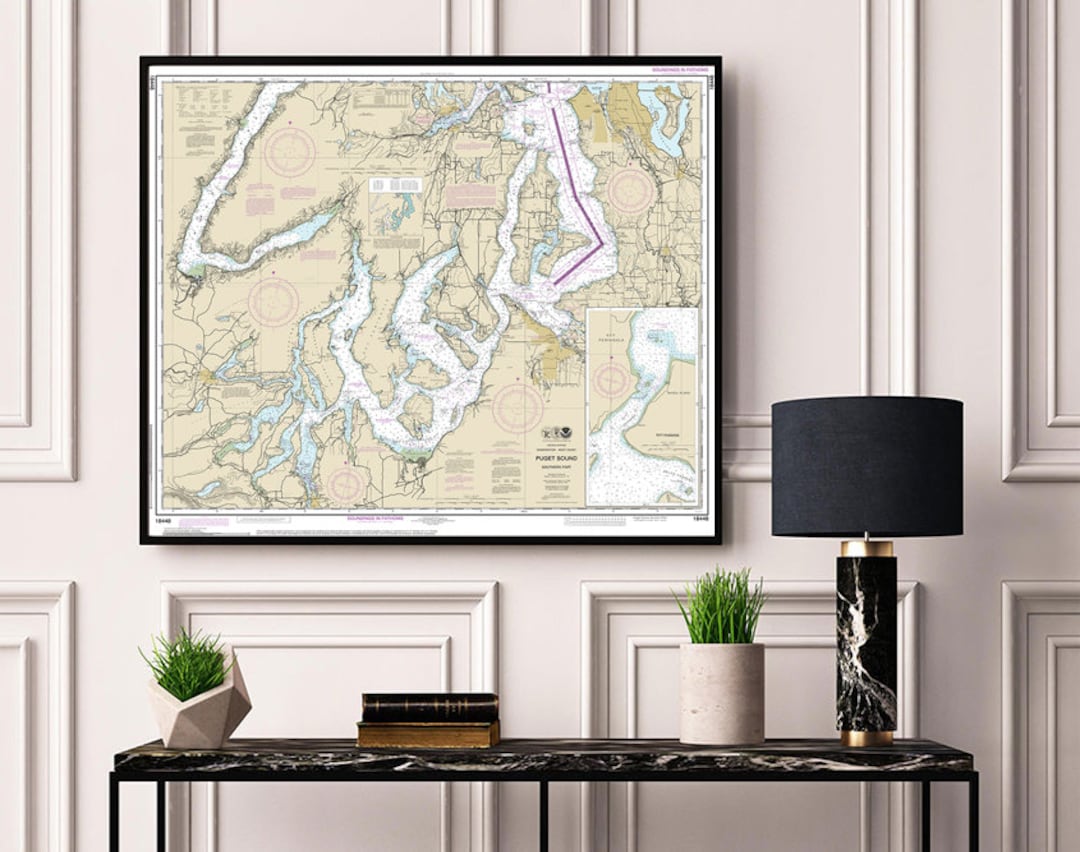 Nautical Charts of Puget Sound - Southern Part Seattle to Olympia ...