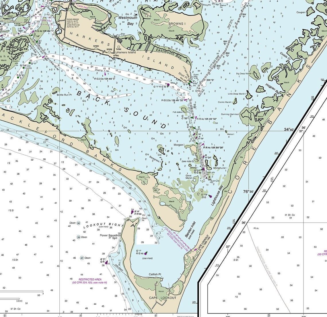 Nautical Charts of Beaufort Inlet and Core Sound, North Caroline. 11545 ...