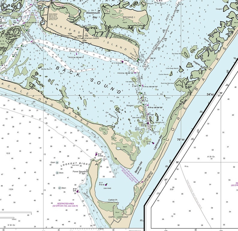 Nautical Charts of Beaufort Inlet and Core Sound, North Caroline. 11545 ...