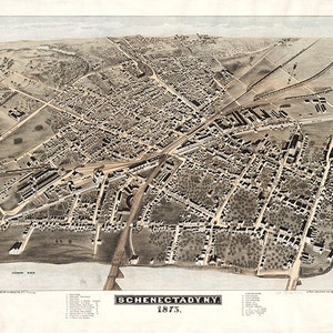Map of Schenectady, New York, NY. 1882. Vintage Restoration Hardware ...