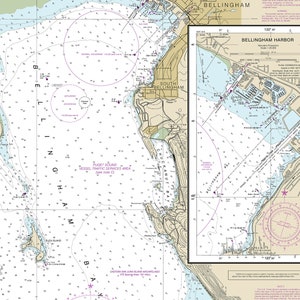 NOAA Nautical Charts of Bellingham Bay, Washington. 18424 Reproduction ...
