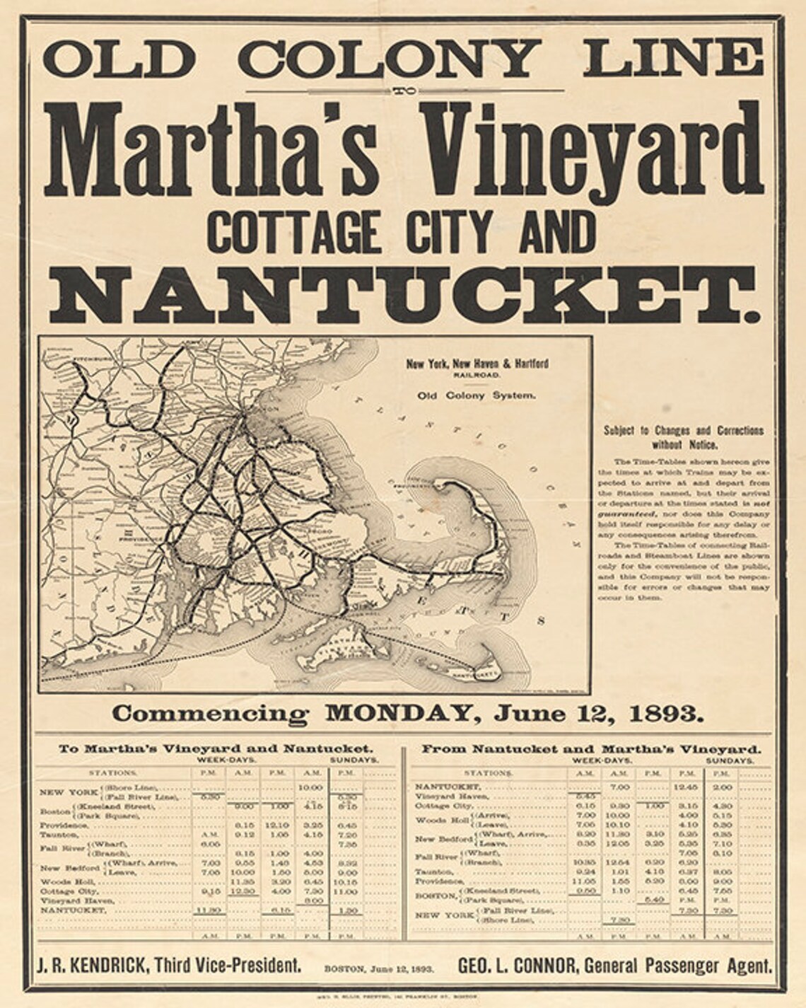 Railway Map of Old Colony Line, 1893. Vintage Restoration Hardware Home ...