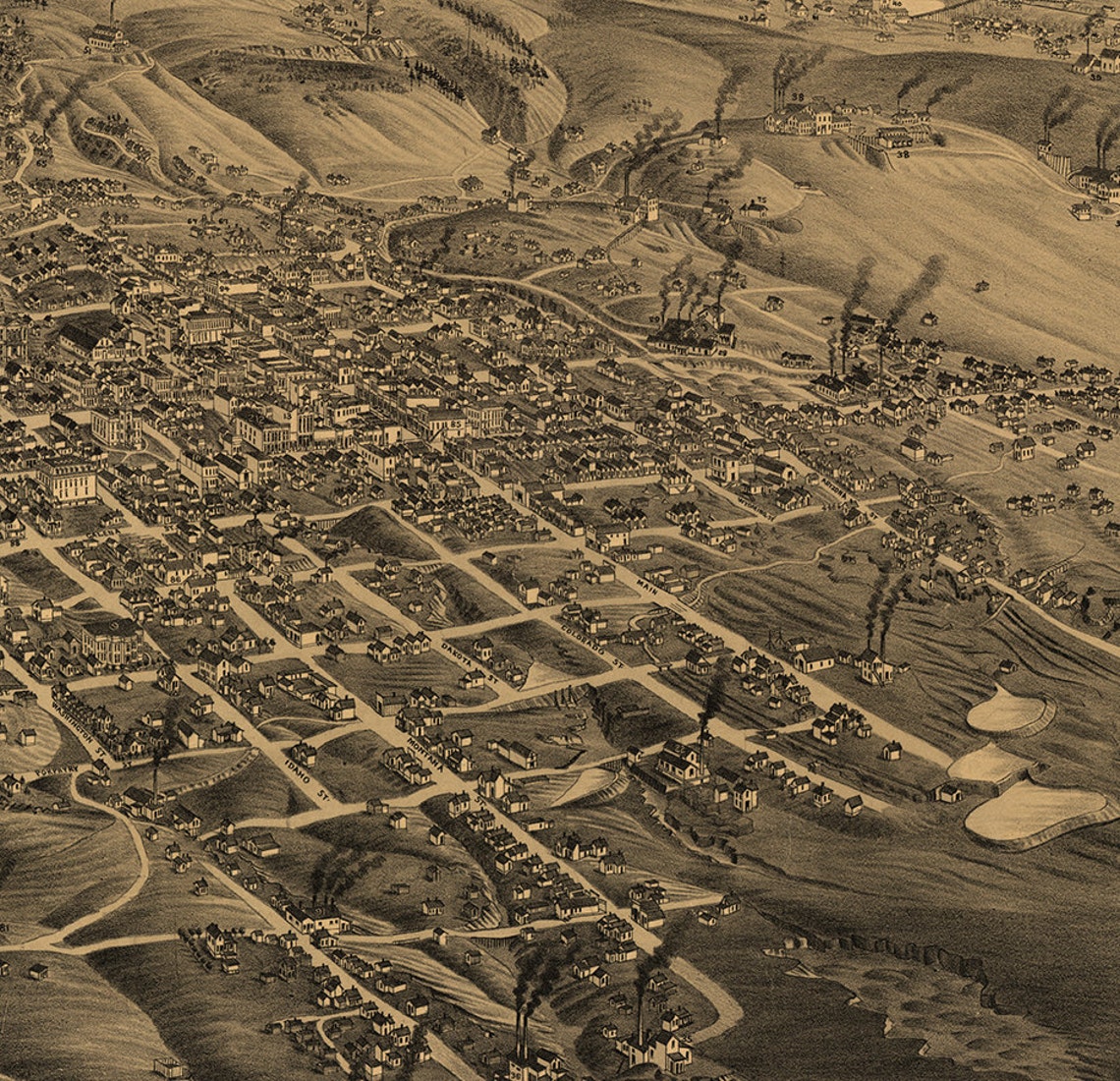 Map of City of Butte-city Silver Bow County Montana 1884 MT. | Etsy