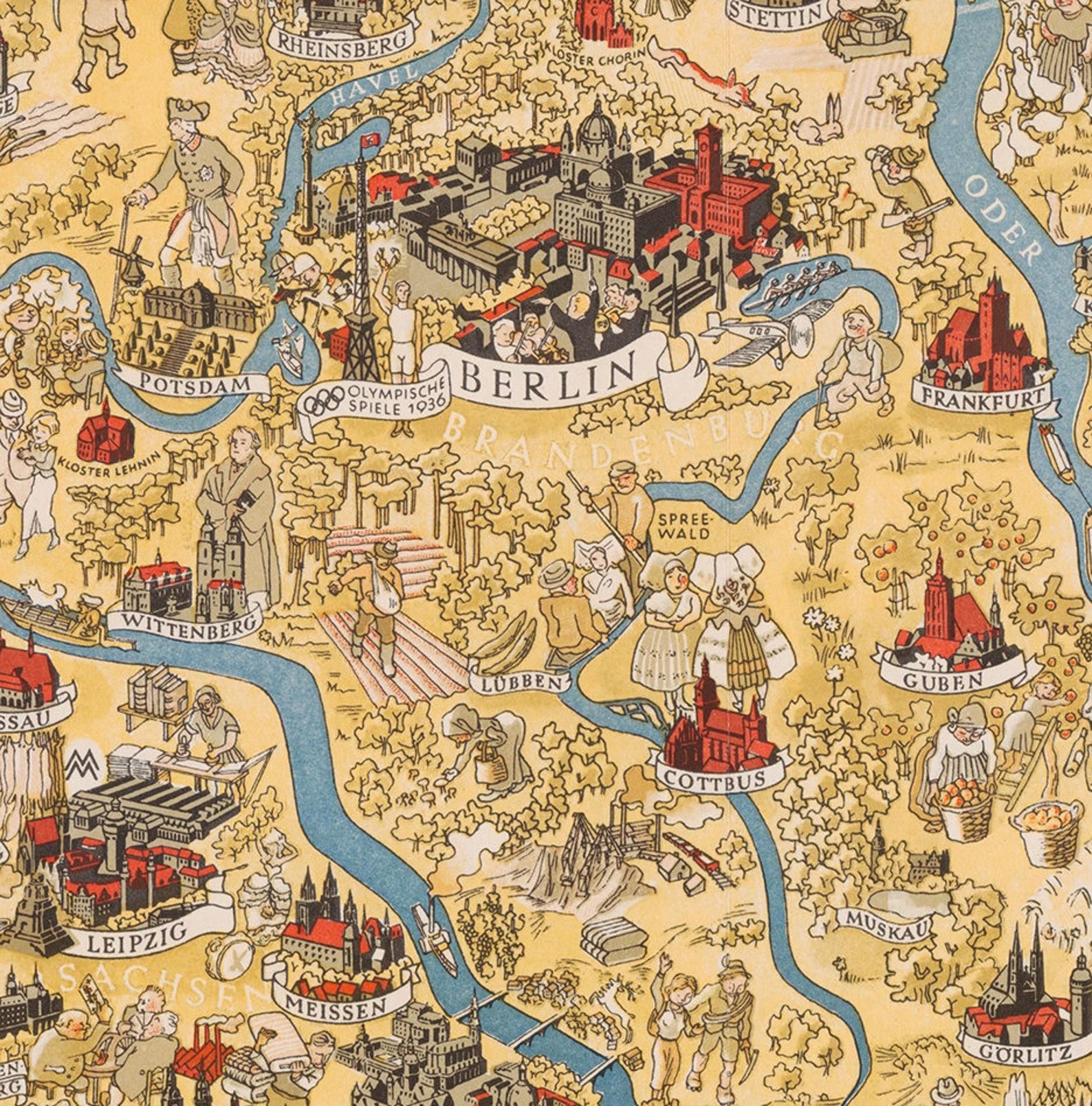 Pictorial Map of Germania germany. Restoration Hardware Home - Etsy