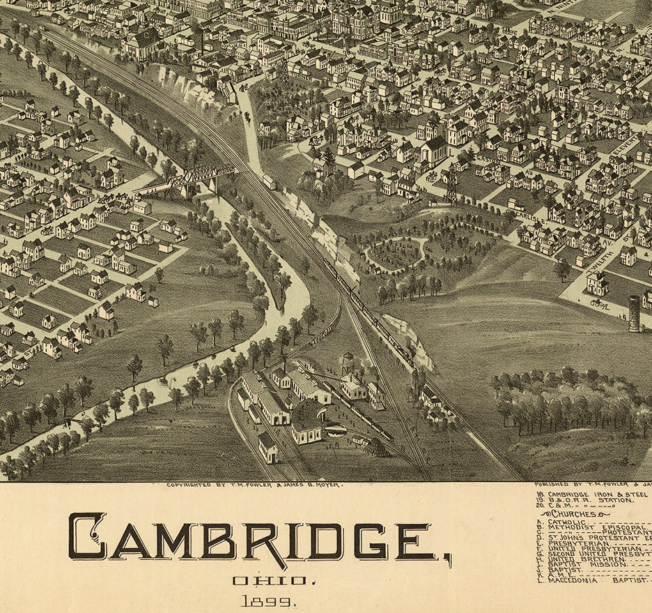 Map of Cambridge Guernsey County Ohio OH 1899. Restoration - Etsy