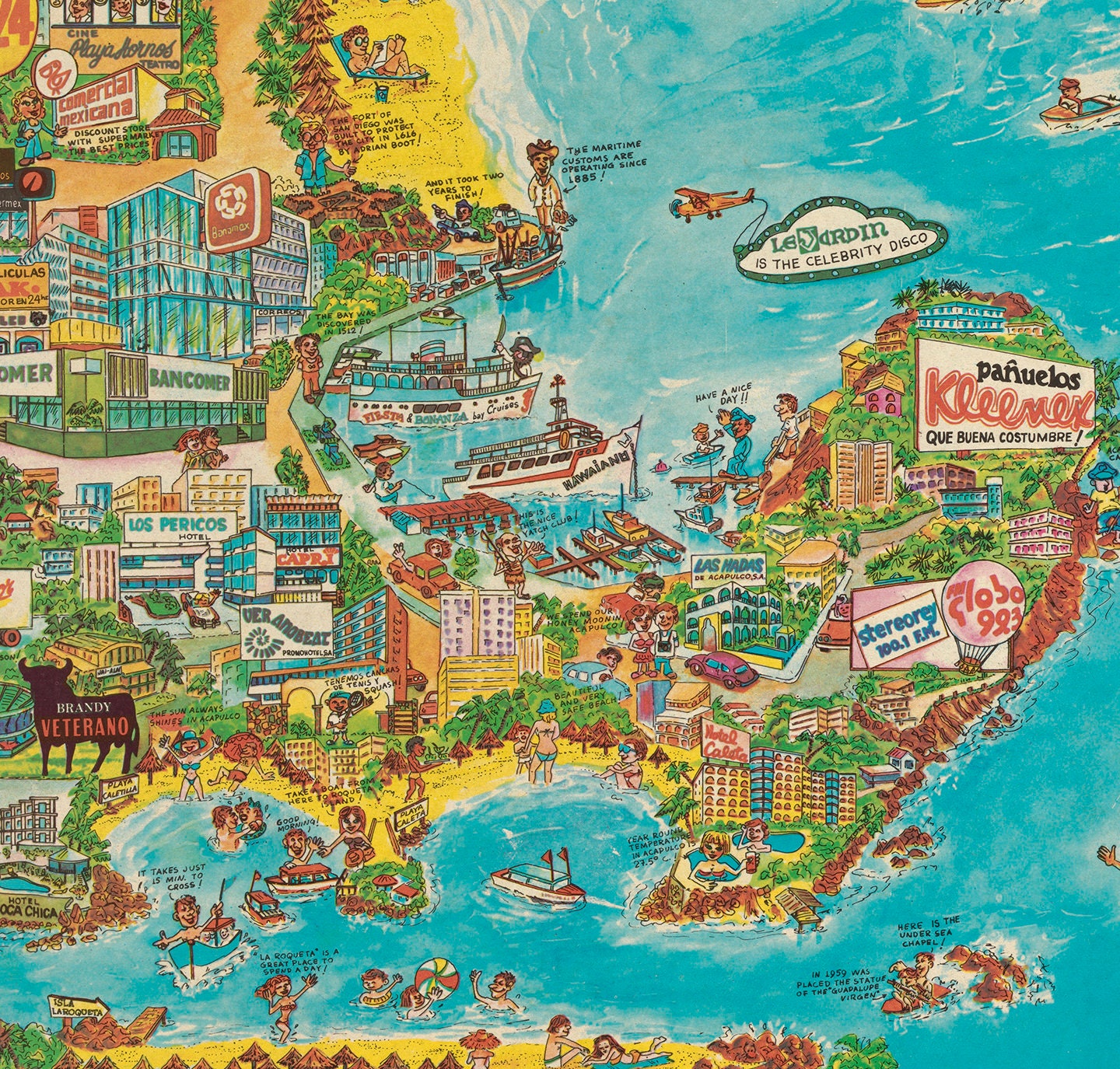 Map of Acapulco, Mexico. Vintage Restoration Hardware Home Deco Style ...