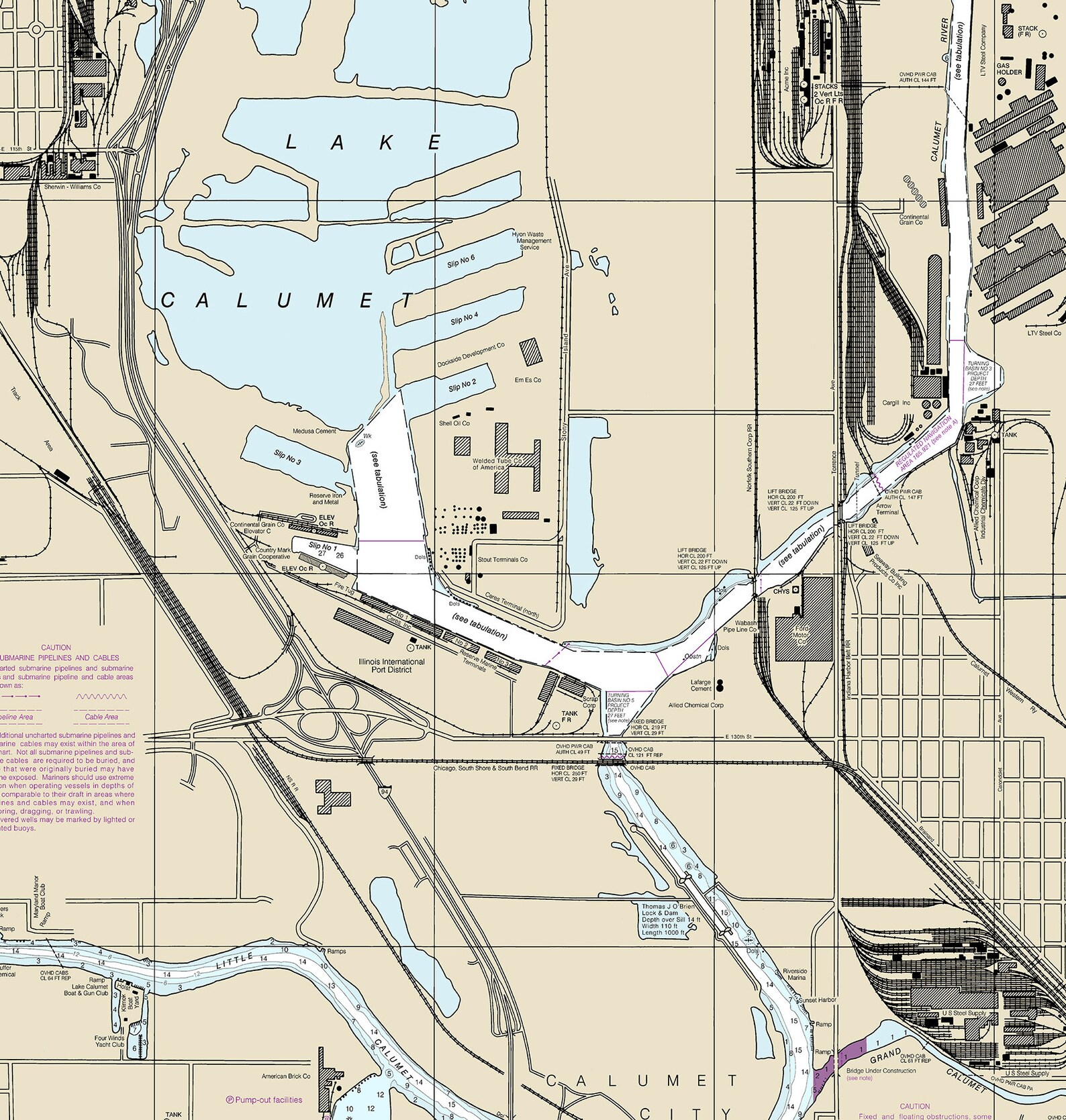 Nautical Chart of Calumet and Indiana Harbors. Lake Michigan. - Etsy