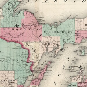 Map of the Wisconsin, Lake Superior and Upper Peninsula, 1864 ...