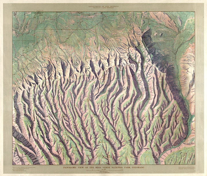 Topographical Map of the Mesa Verde National Park : Montezuma | Etsy