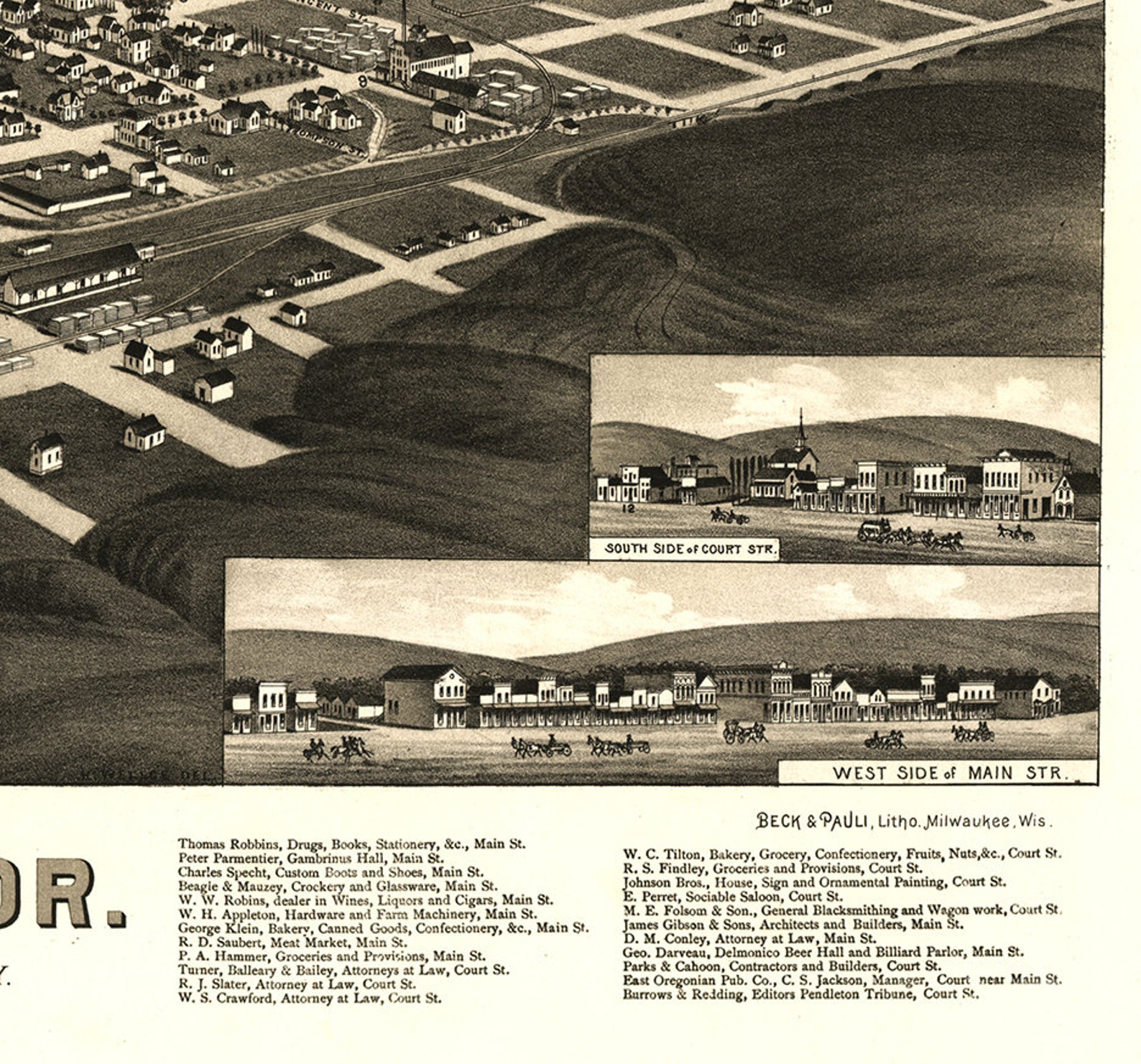 Map of Pendleton Umatilla Co. Oregon 1884. Restoration - Etsy