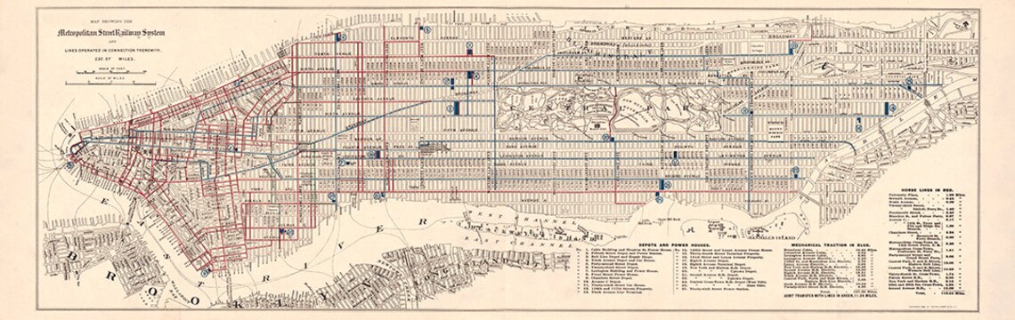 Map of the Metropolitan Street Railway System and Lines - Etsy