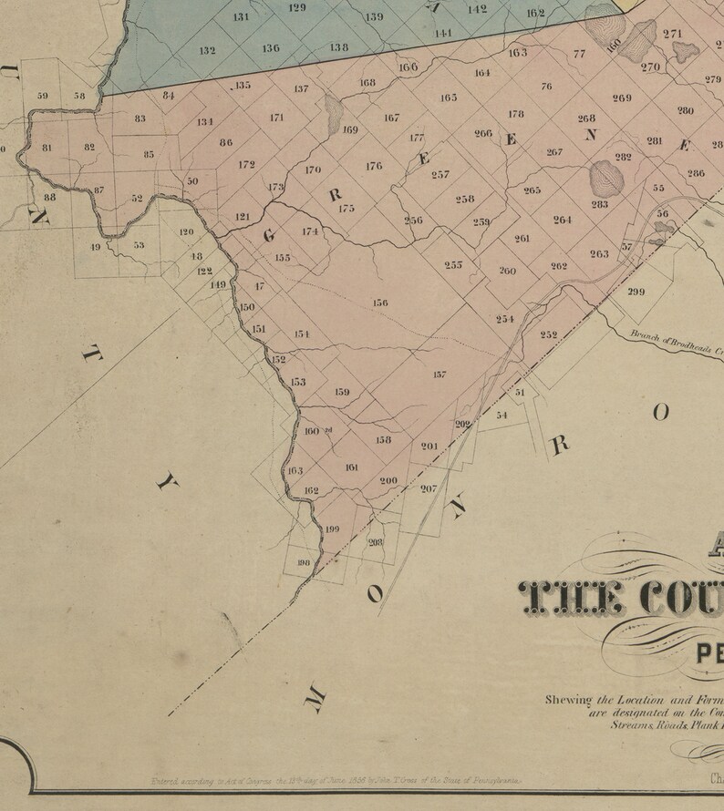 Map of Pike County Pennsylvania. 1856. Vintage Restoration - Etsy