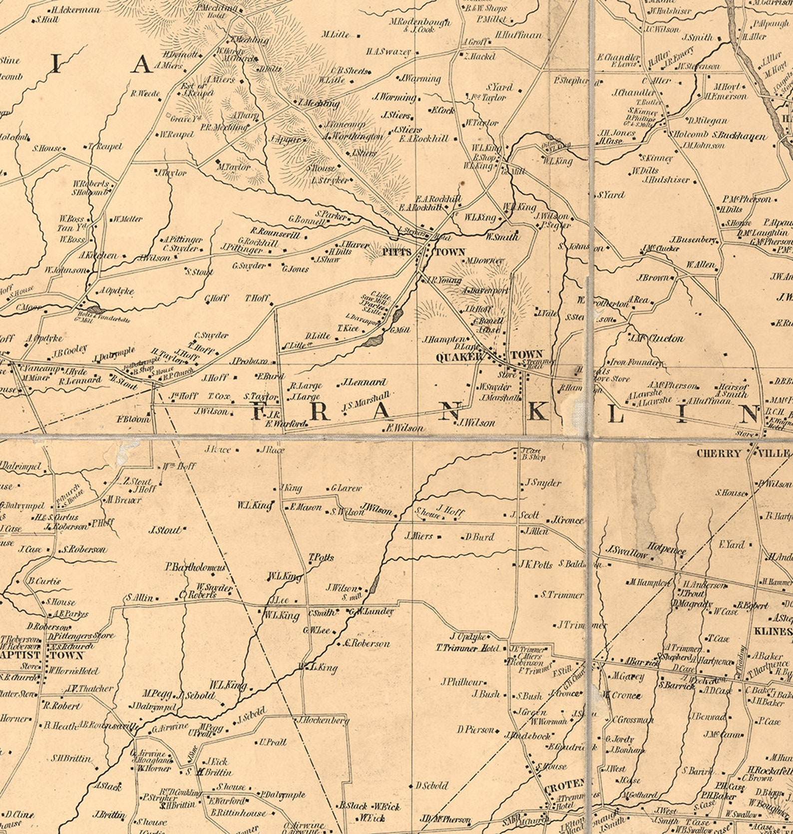 Map of Hunterdon County, New Jersey 1851. Vintage Restoration Hardware ...