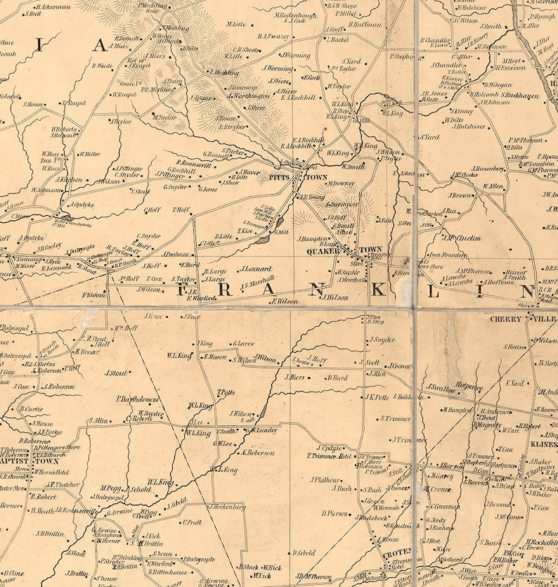 Map of Hunterdon County, New Jersey 1851. Vintage Restoration Hardware ...