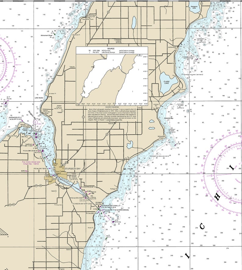 Lower Green Bay Algoma Oconto Lake Michigan Nautical Wall Art NOAA ...