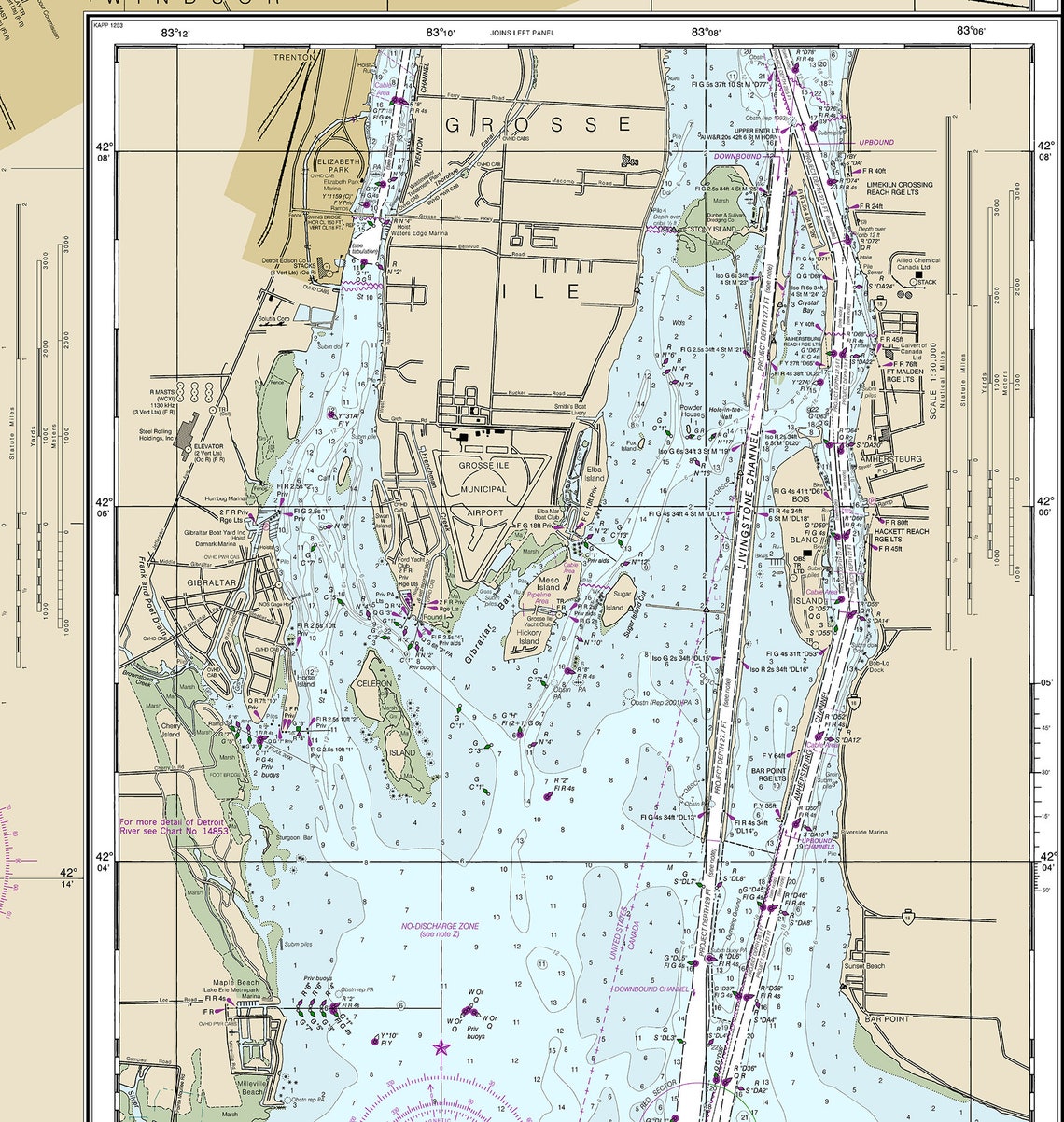 Nautical Charts of Detroit River. Michigan. Great Lakes. Lake | Etsy