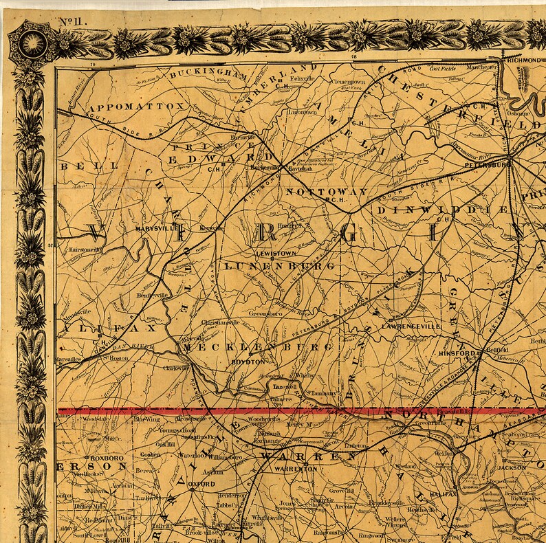Map of Eastern North Carolina With Part of Virginia and South Carolina ...