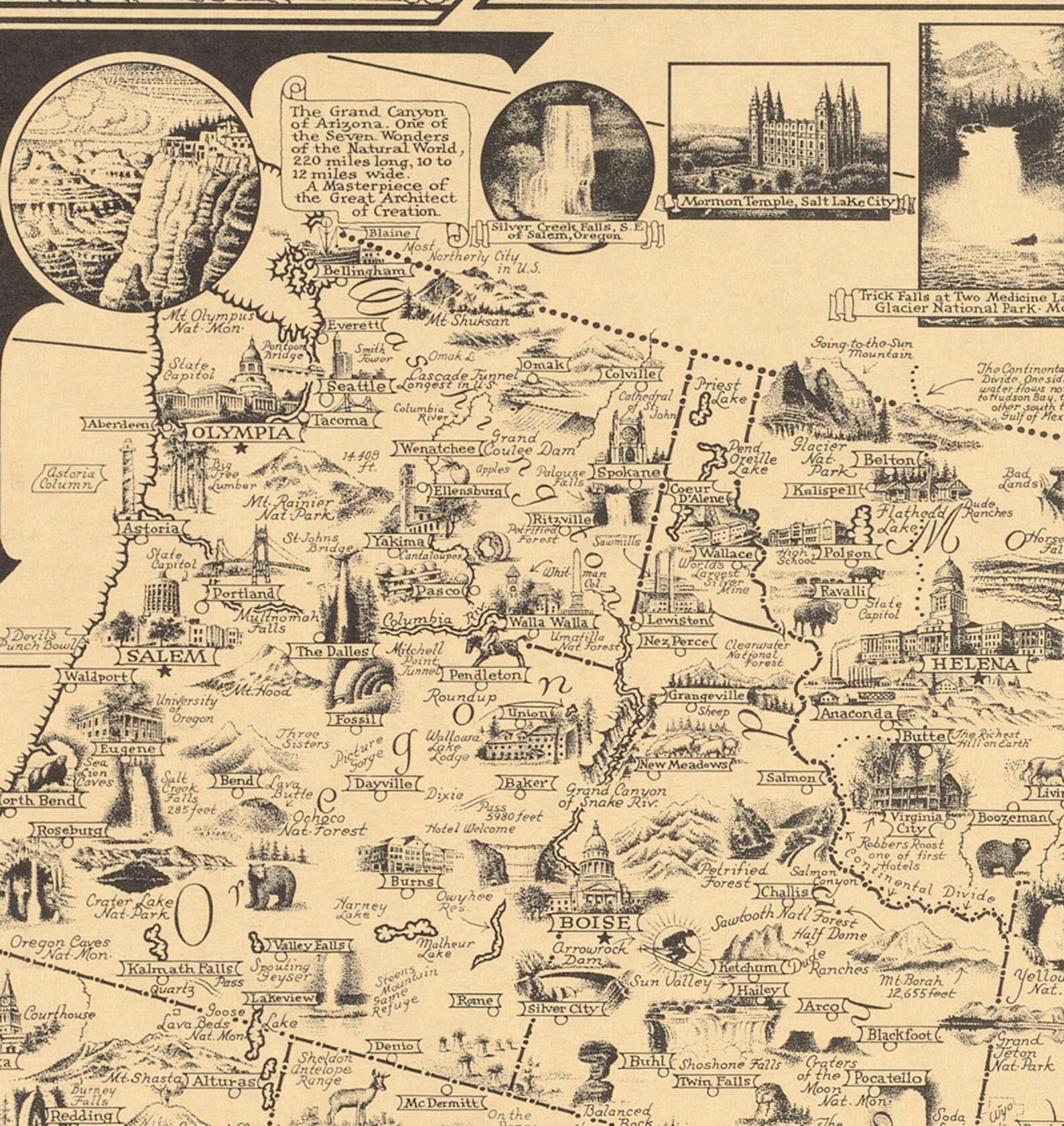 America the Wonderland : a Pictorial Map of the United States. - Etsy