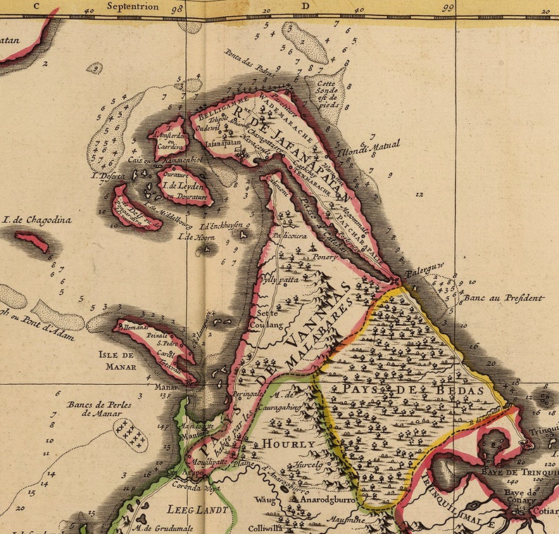 Mapa de Sri Lanka Ceilán 1742. Vintage hogar Deco estilo | Etsy