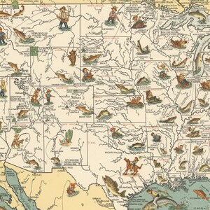 Big Game Fish Map Poster Print Vintage Fresh and Saltwater Fish Chart ...