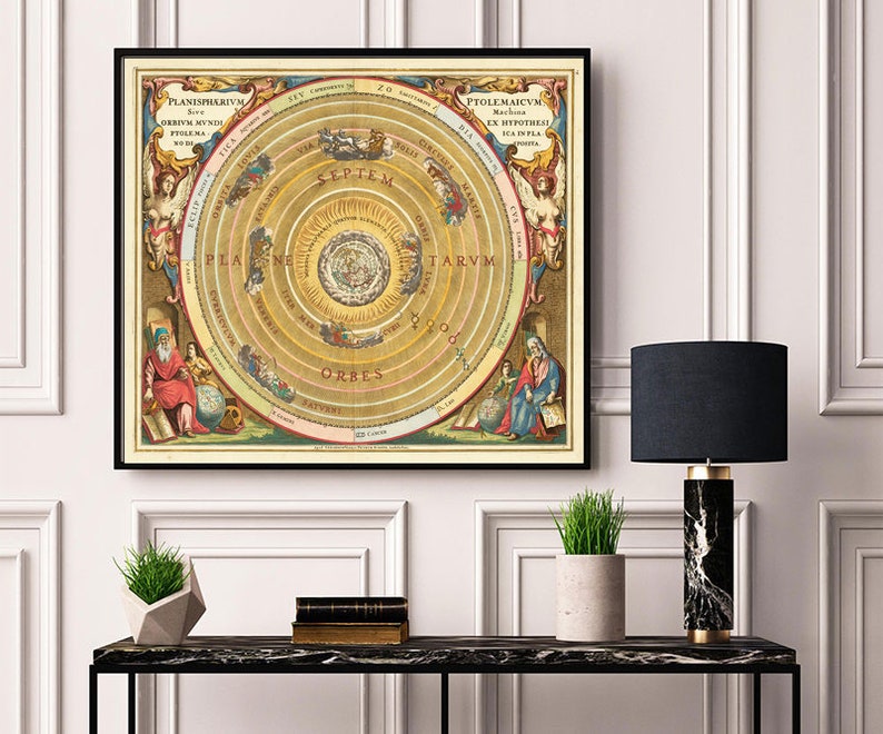 Celestial Chart by Andreas Cellarius - Claudius Ptolemy's Geocentric ...