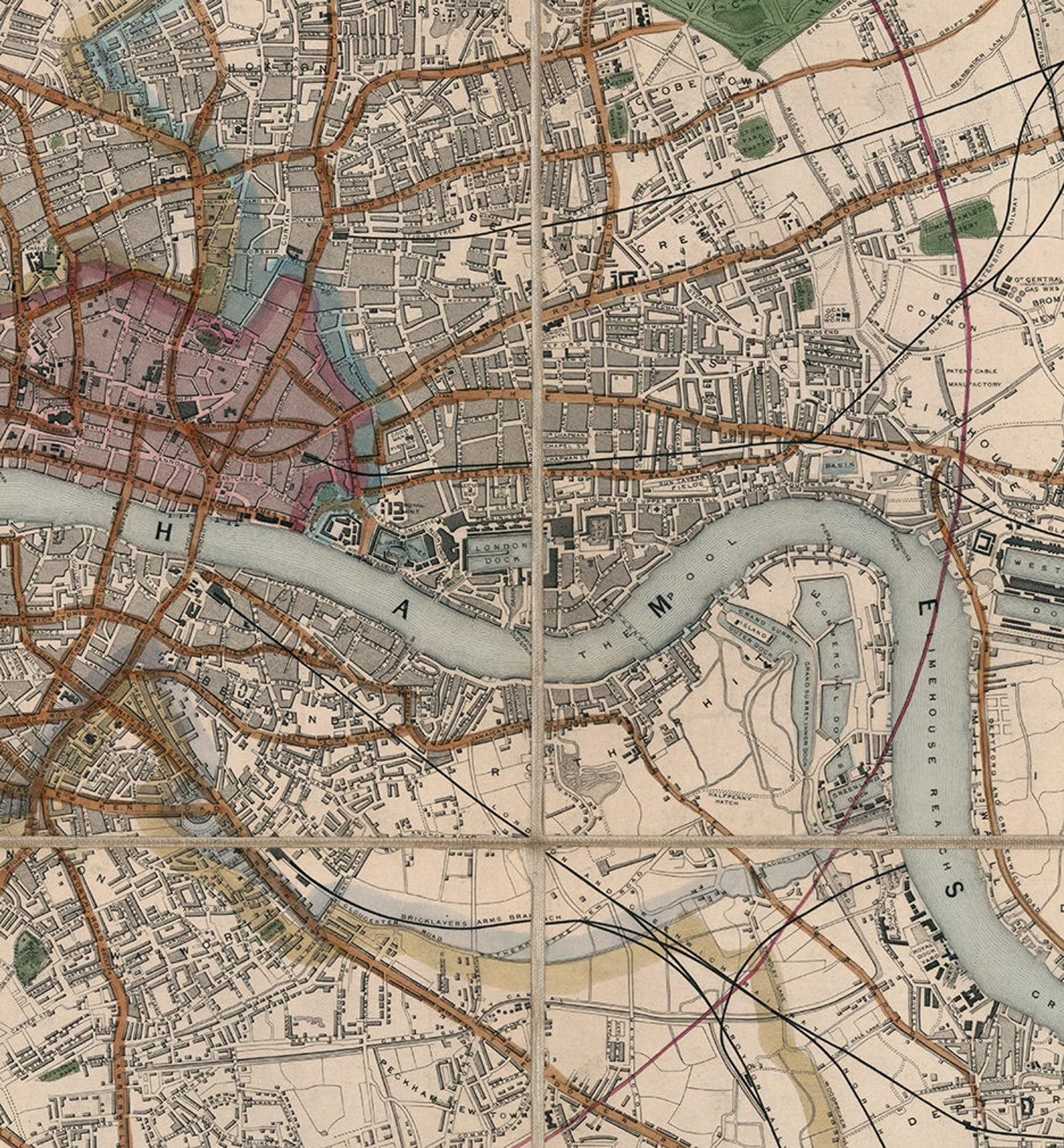 Historic London Map England U.K. 1851. Restoration Hardware - Etsy