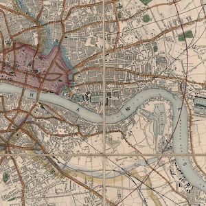 Historic London Map England U.K. 1851. Restoration Hardware Home Deco ...