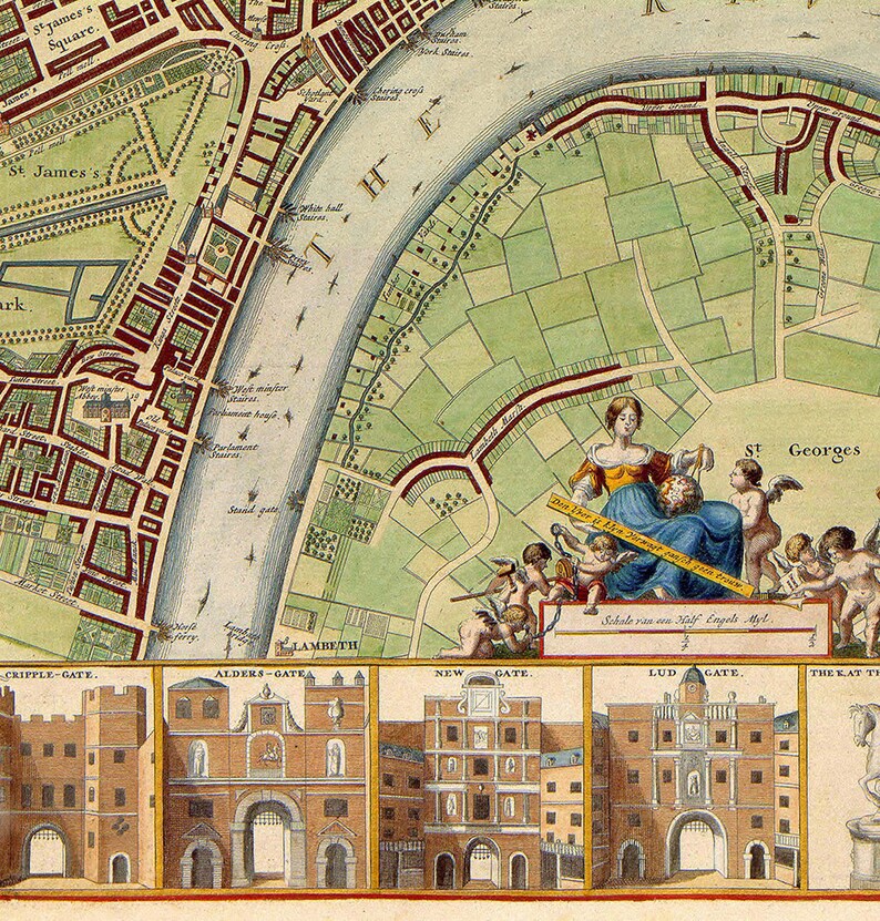Historic 17th Century Map of London by W.hollar. Restoration Hardware ...