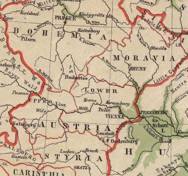 Map of Austro-hungarian Monarchy 1880. Vintage Home Deco - Etsy