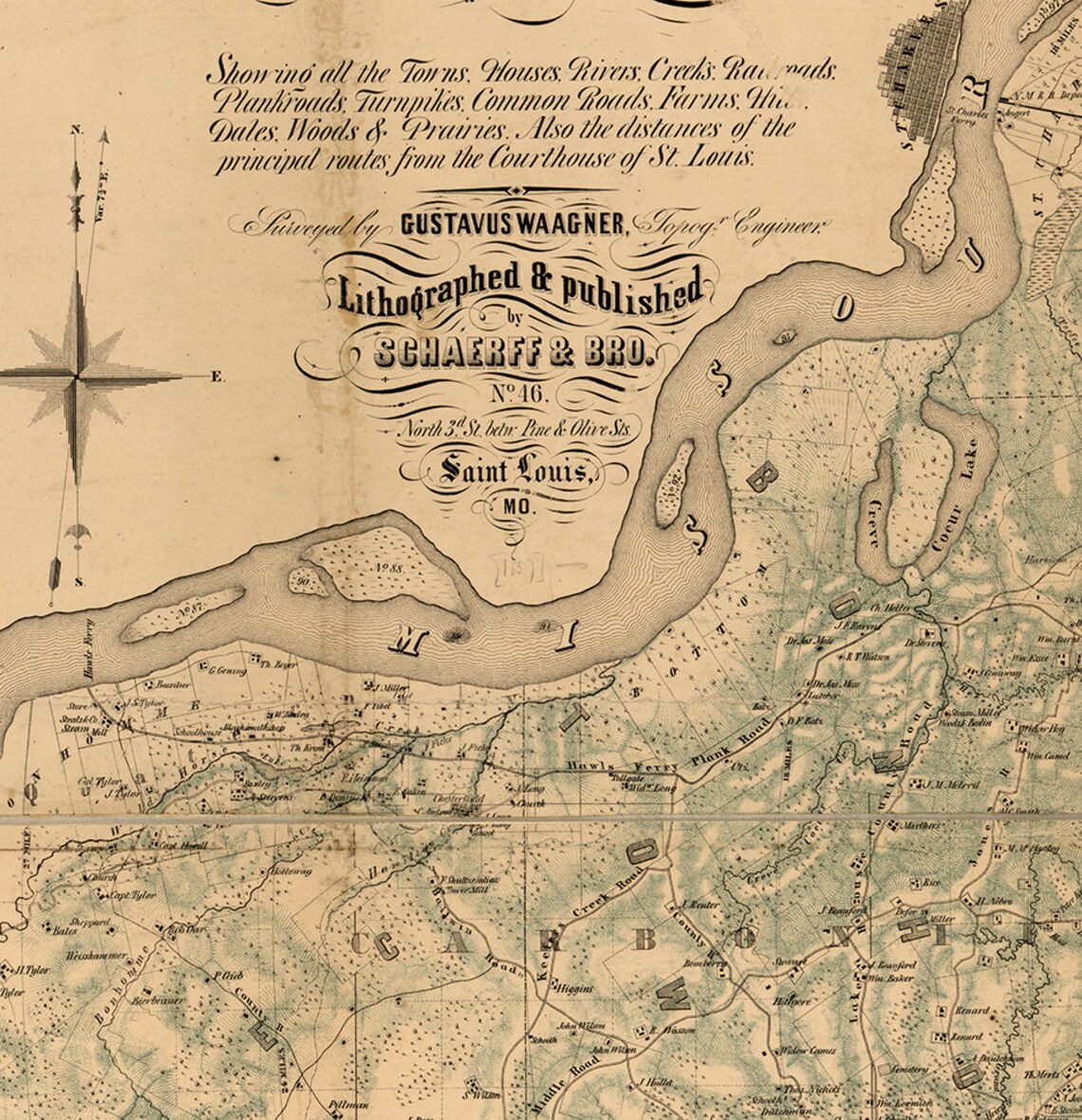Saint Louis Topographical Map Missouri MO 1857. Restoration - Etsy