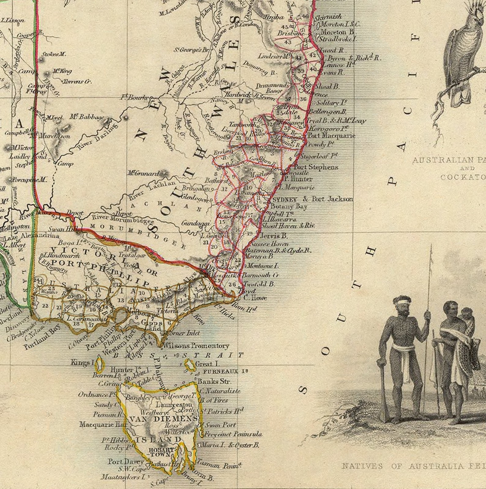 Map of Australia 1851 Restoration Hardware Home Deco Style | Etsy