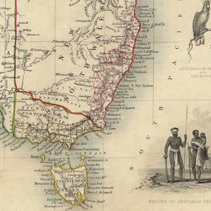 Map of Australia - 1851, Restoration Hardware Home Deco Style Old Wall ...