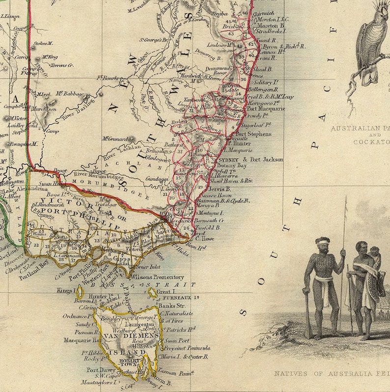 Map of Australia 1851 Restoration Hardware Home Deco Style - Etsy