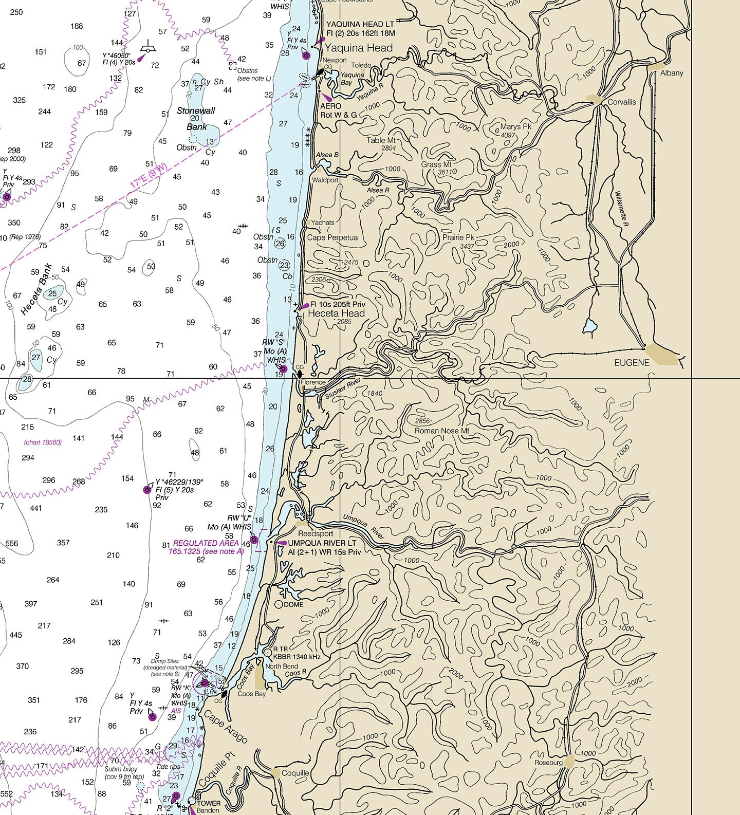 Nautical Charts of Cape Blanco to Cape Flattery 18003. Oregon - Etsy